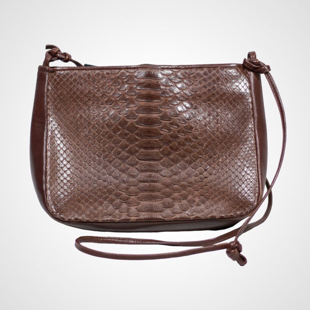 Genuine Snakeskin And Leather Cross Body Purse - Gem